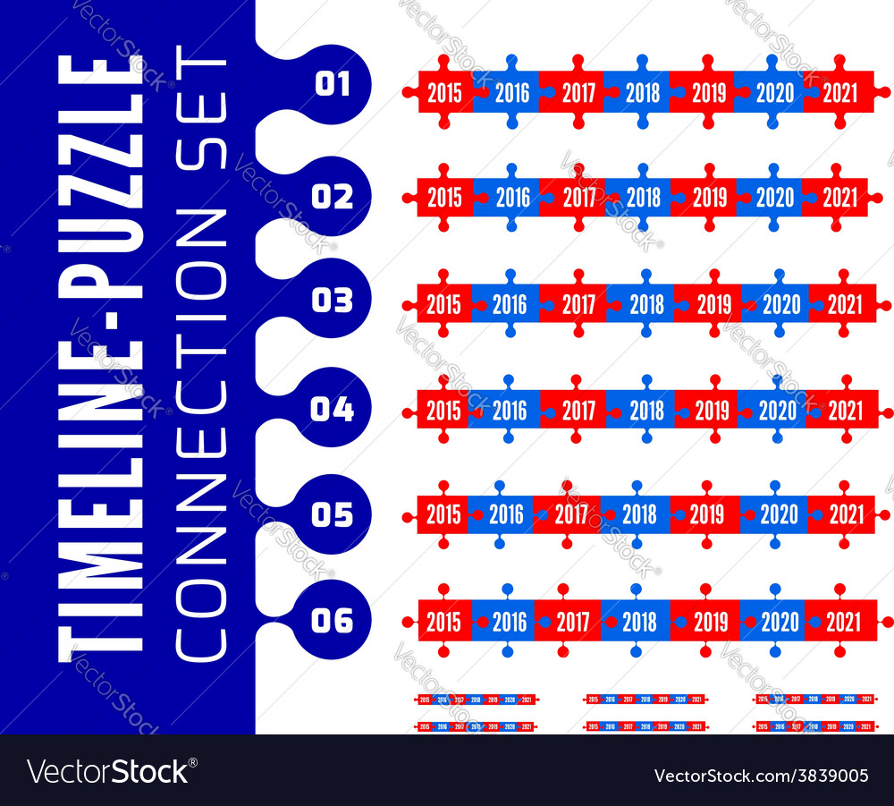 Timeline puzzle connection set Royalty Free Vector Image