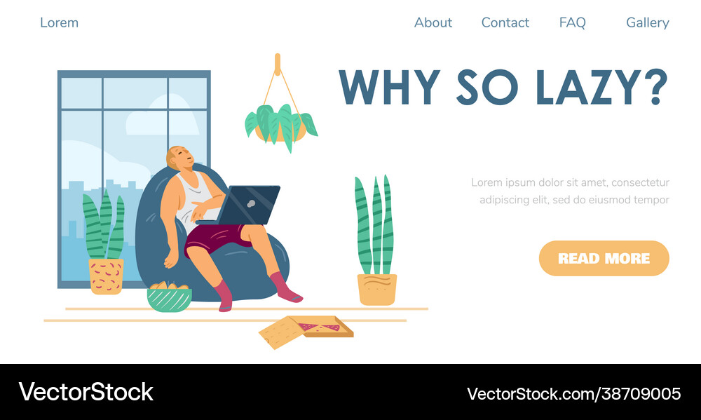 Website banner mockup with lazy man napping Vector Image