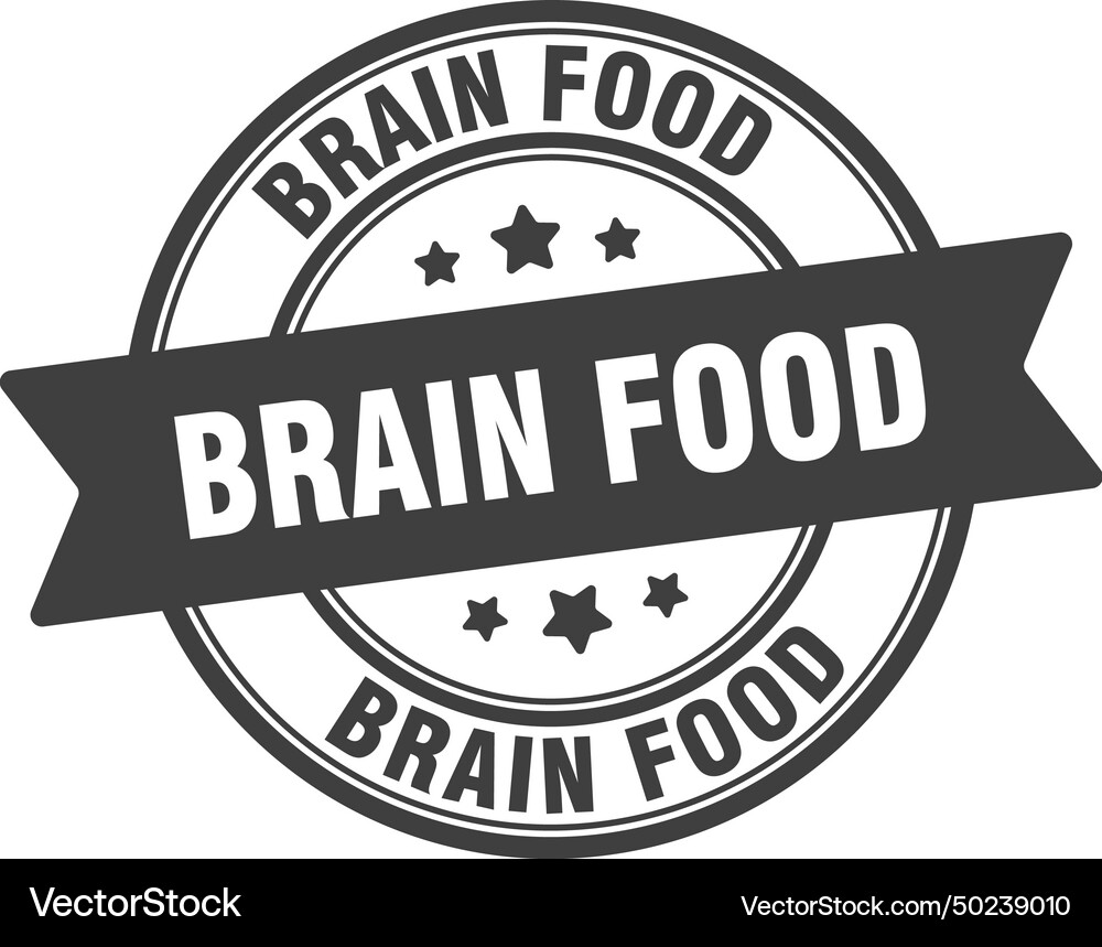 Brain food stamp label on transparent Royalty Free Vector