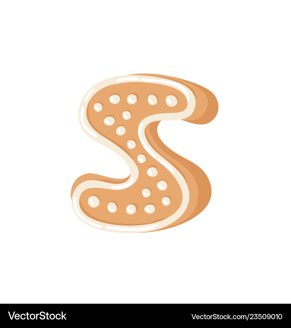 Cartoon ginger bread cookie letter s hand drawn Vector Image