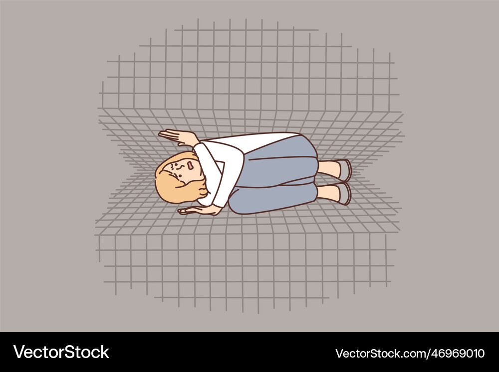 Claustrophobic woman lies between two squeezing Vector Image