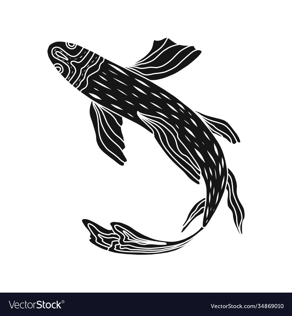 Engraved fish pattern hand Royalty Free Vector Image