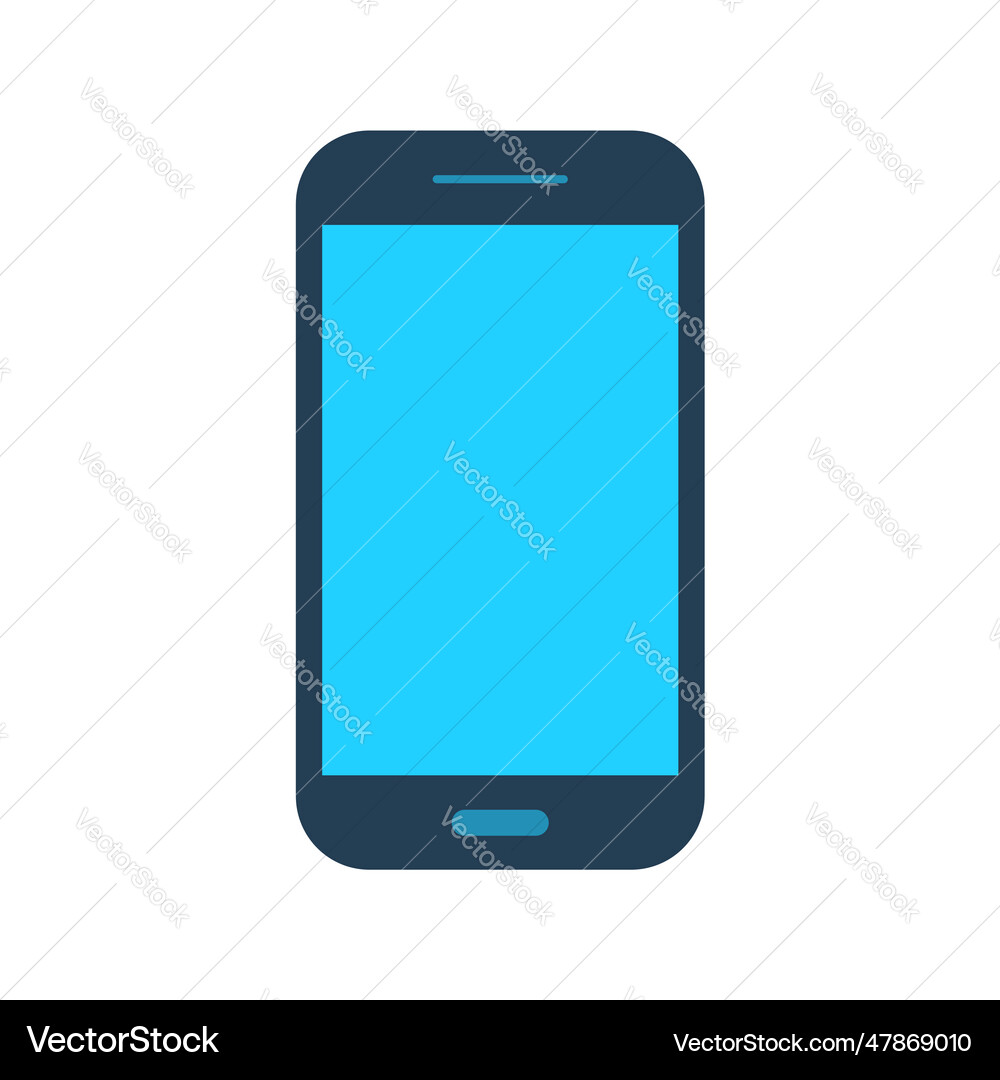 Flat mobile phone blue color icon isolated Vector Image