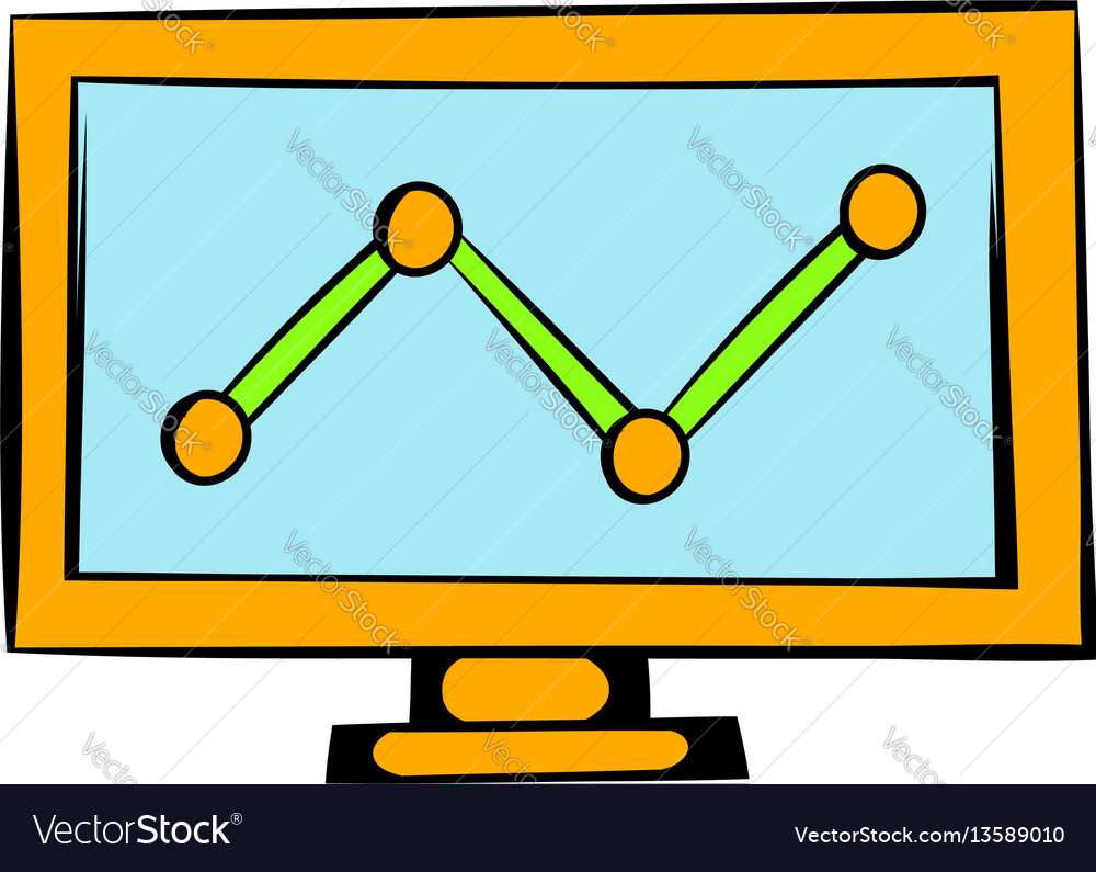Graph on the computer monitor icon cartoon Vector Image