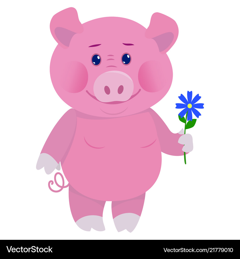 Hand drawn pig natural colors Royalty Free Vector Image