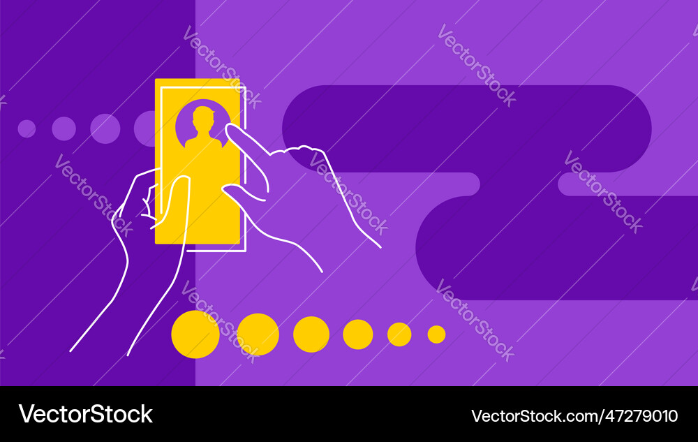 Hands that showing the avatar on a phone screen Vector Image