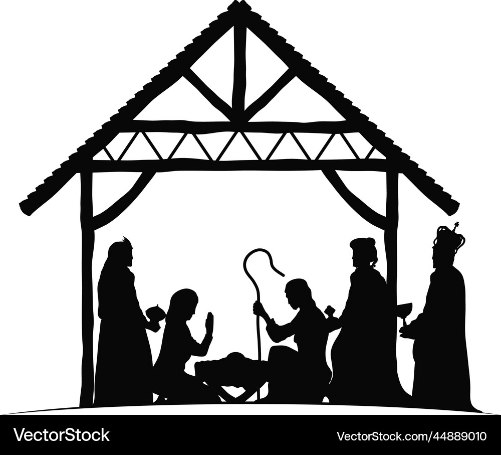 Holy family and wise men Royalty Free Vector Image