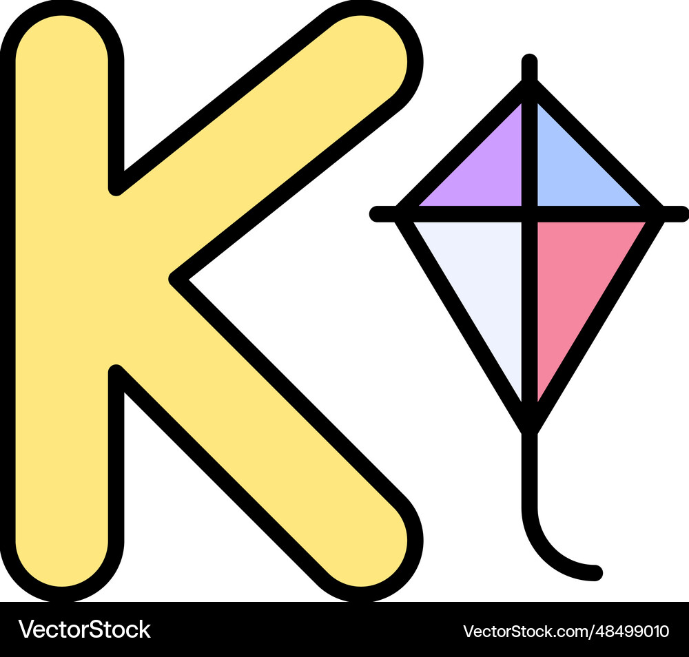 Letter k alphabet with kite icon Royalty Free Vector Image
