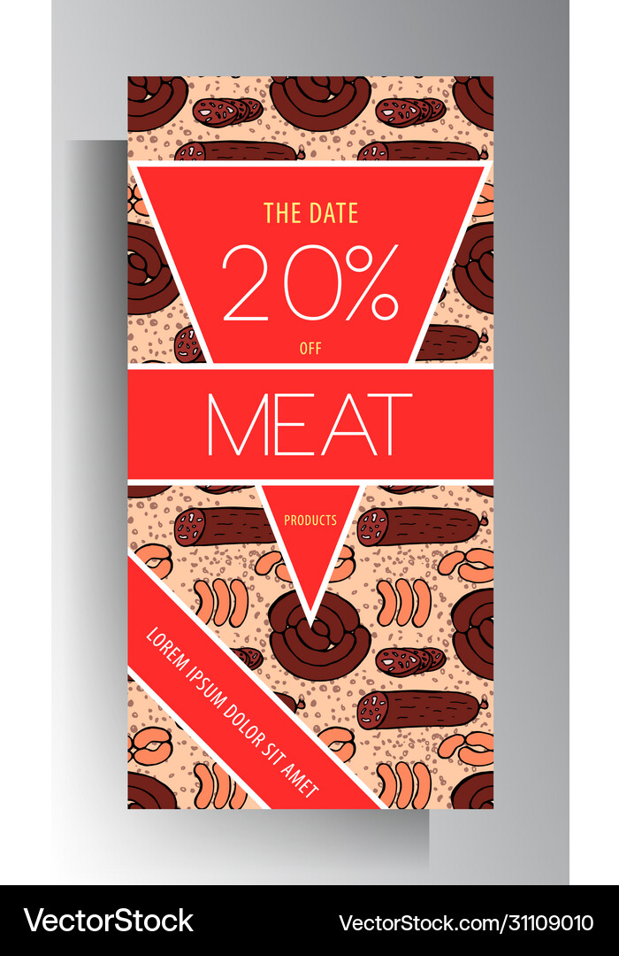 Meat shop store banner template design manually Vector Image