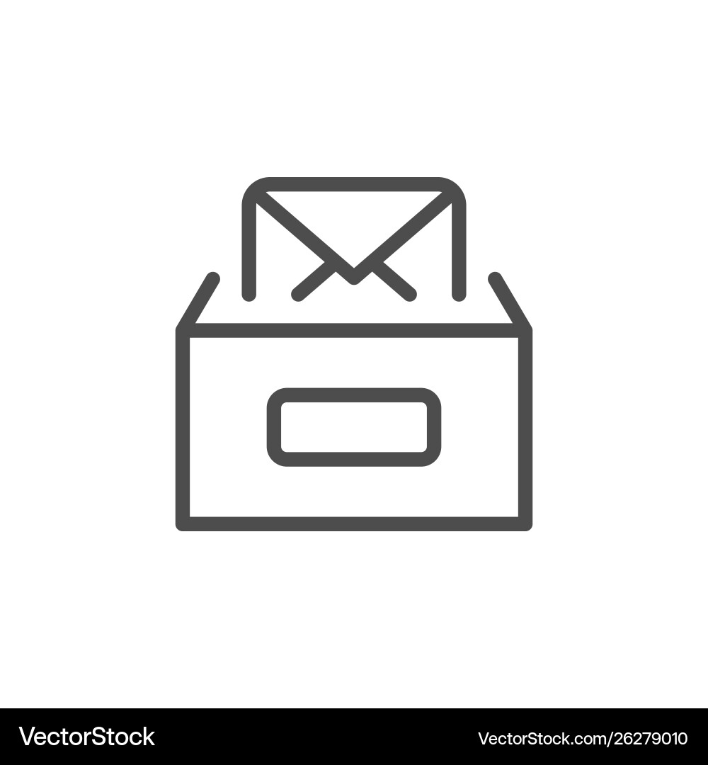 Postbox and letter line outline icon Royalty Free Vector