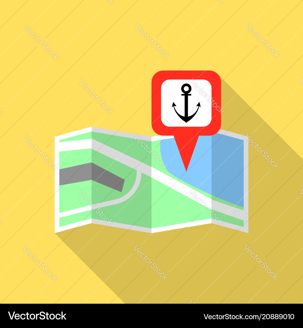 Sea port map pin icon flat style Royalty Free Vector Image