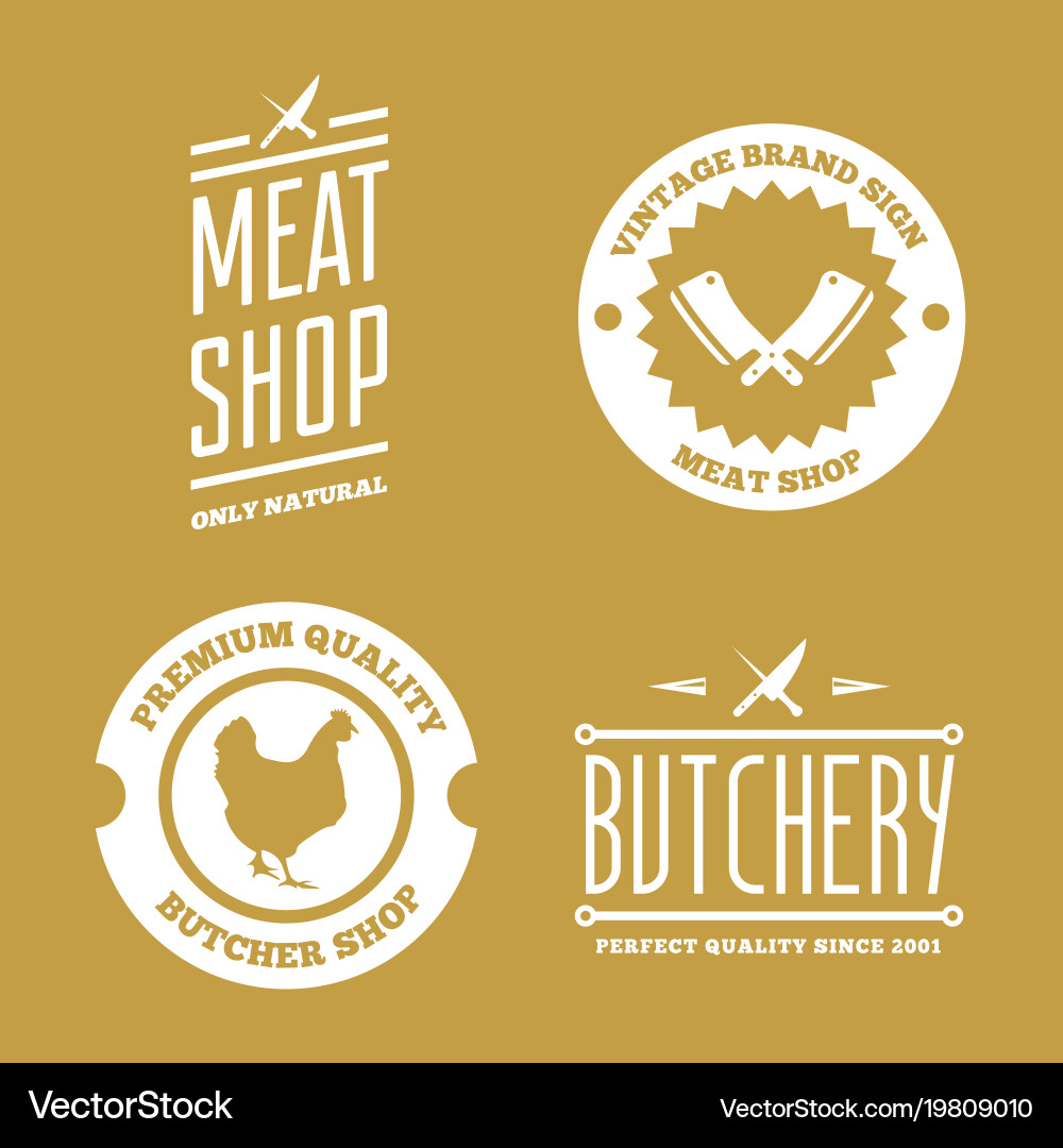 Set butchery labels badges and design Royalty Free Vector