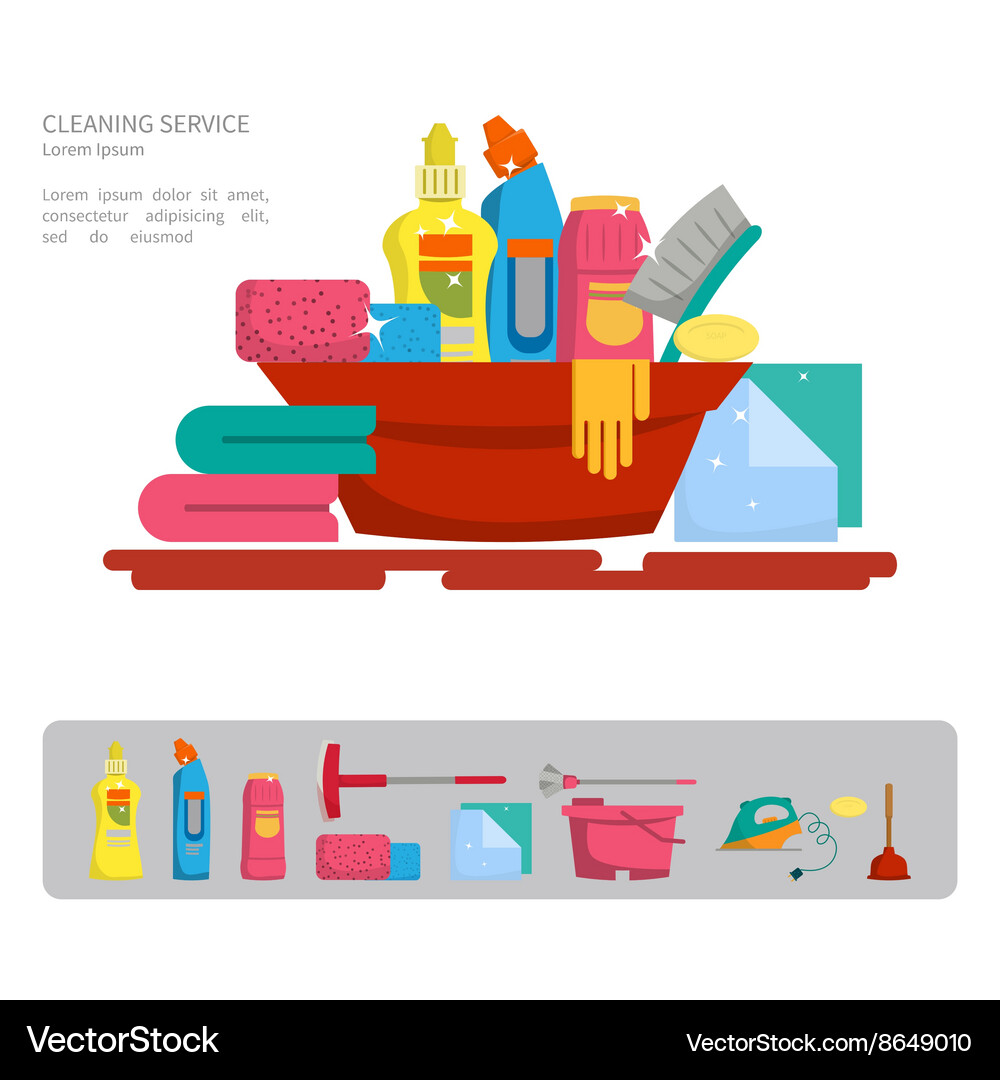 Set of objects for cleaning the house Royalty Free Vector