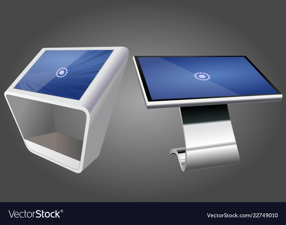 Two promotional interactive information kiosk Vector Image