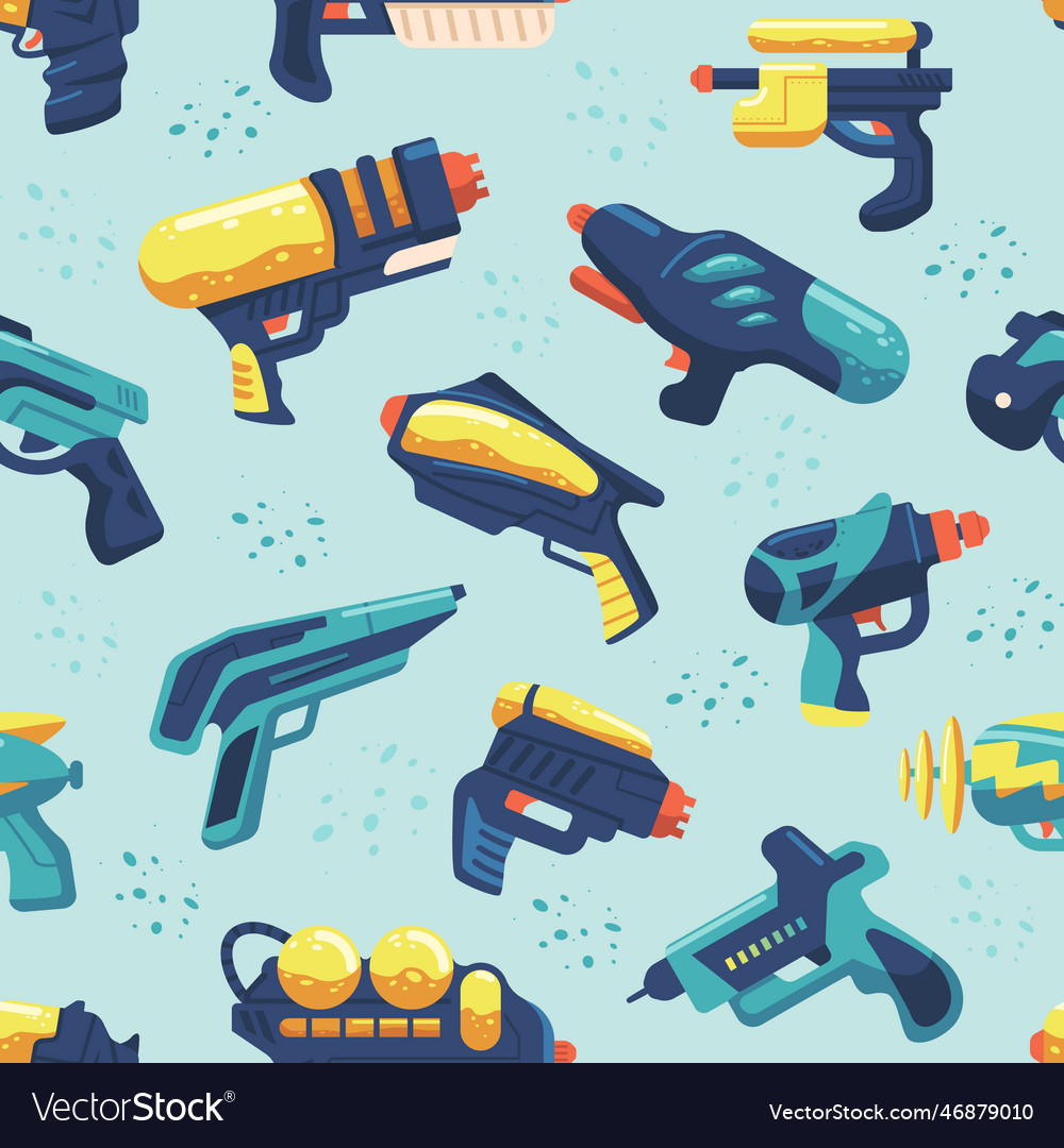 Water guns seamless pattern bright and playful Vector Image Water guns seamless pattern bright and playful Vector Image