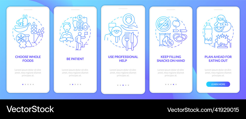 Approaches to healthy diet blue gradient Vector Image