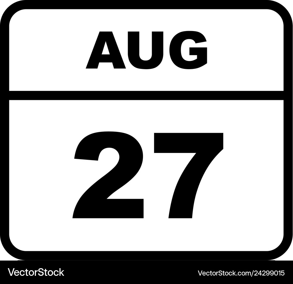 August 27th date on a single day calendar Vector Image