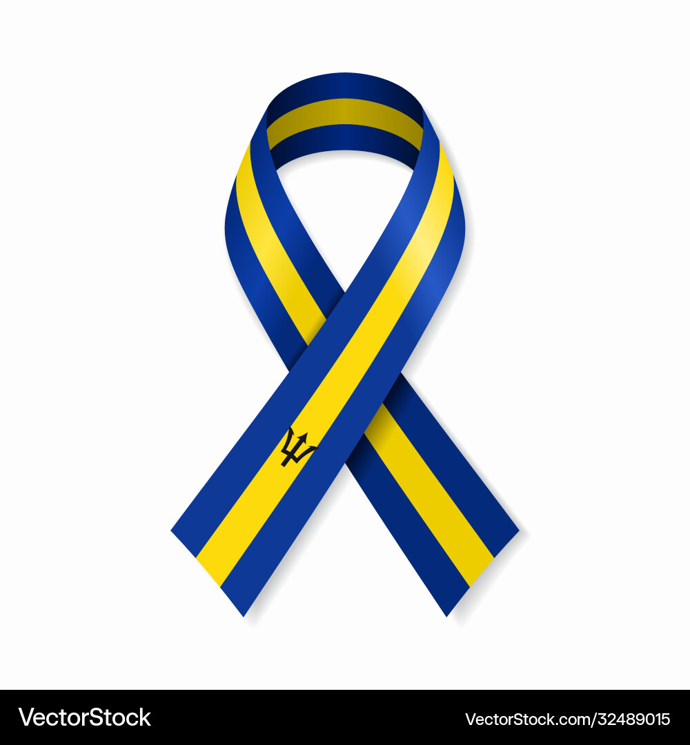 Barbados flag stripe ribbon on white background Vector Image