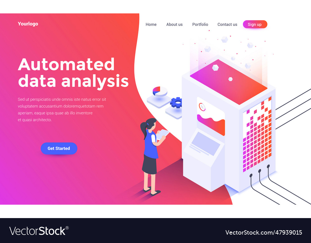Flat color modern isometric concept - automated Vector Image