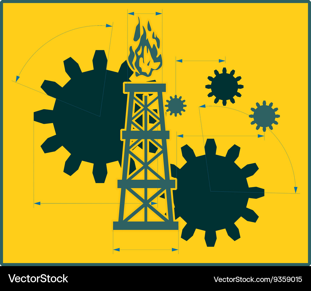 Gears gas rig with measuring lines Royalty Free Vector Image