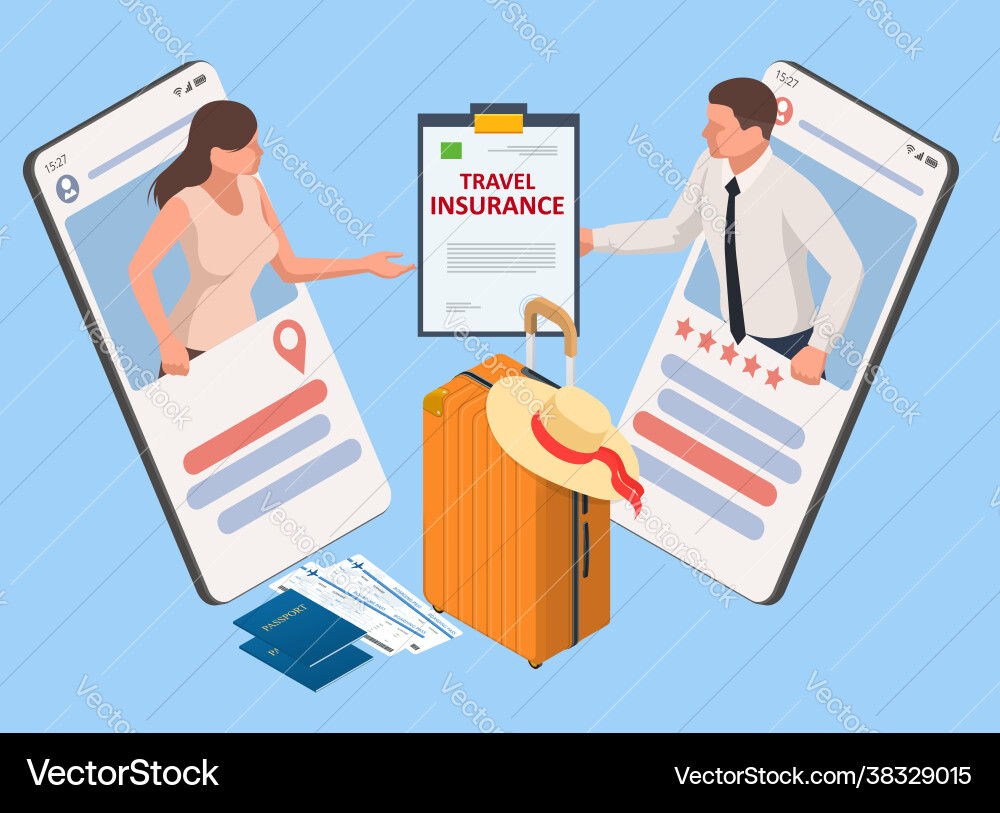 Insurance policy booking travel Royalty Free Vector Image