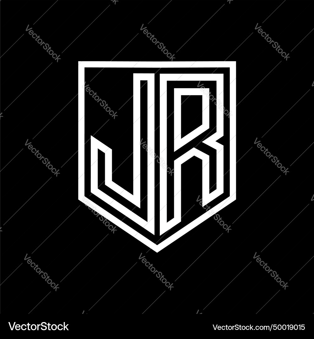 Jr letter logo monogram shield geometric line Vector Image