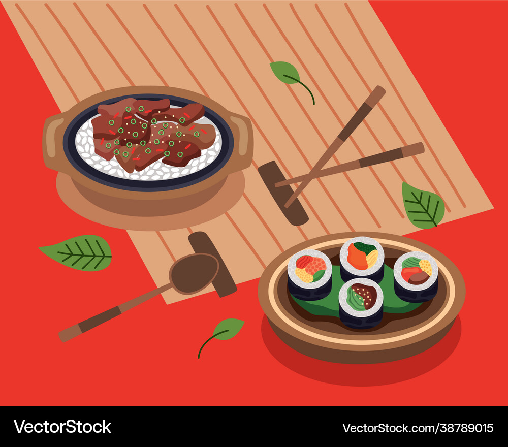 Korean food restaurant Royalty Free Vector Image