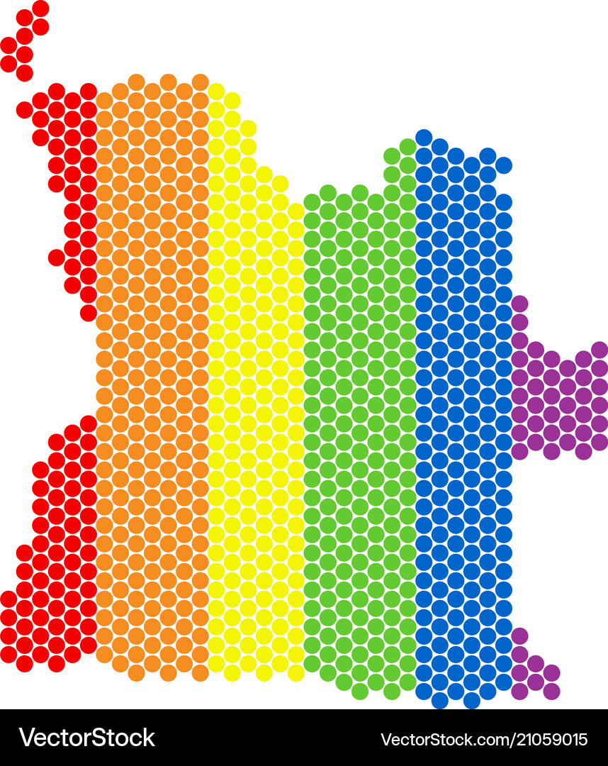 Lgbt spectrum dotted angola map Royalty Free Vector Image
