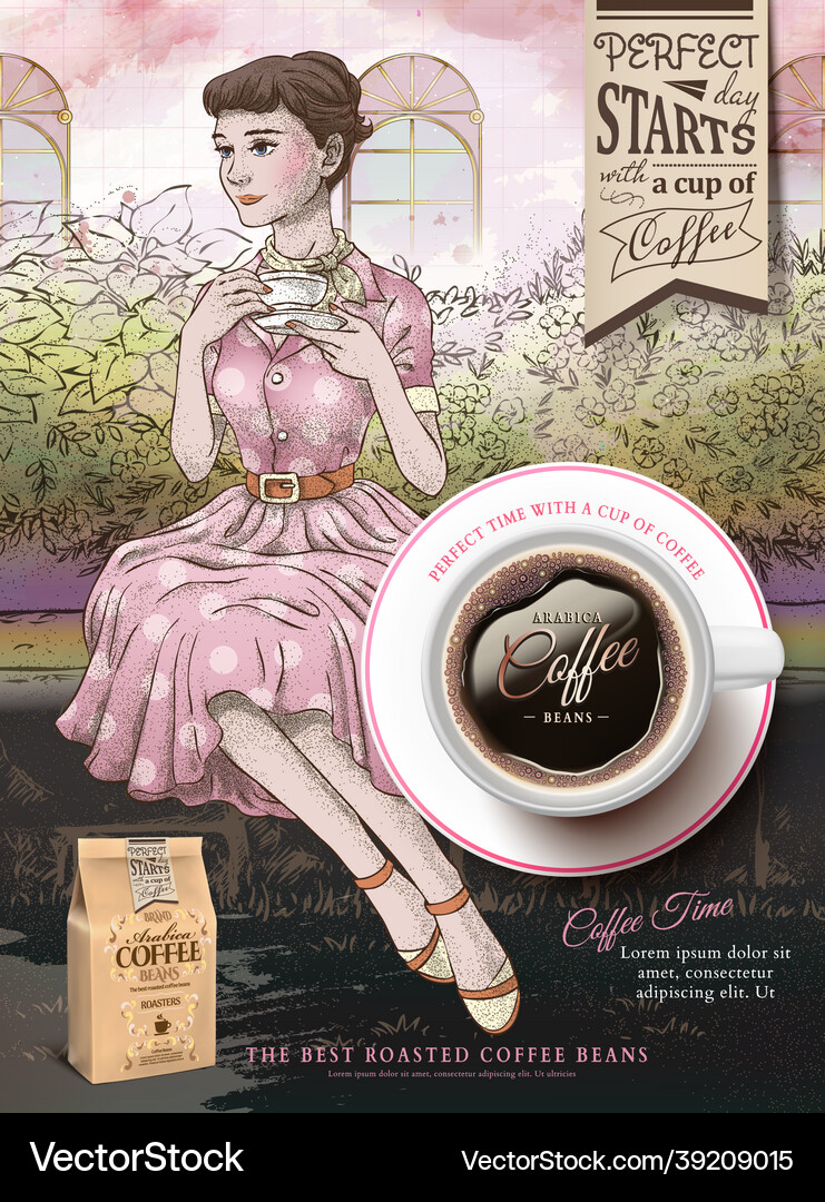 Retro coffee beans ads Royalty Free Vector Image