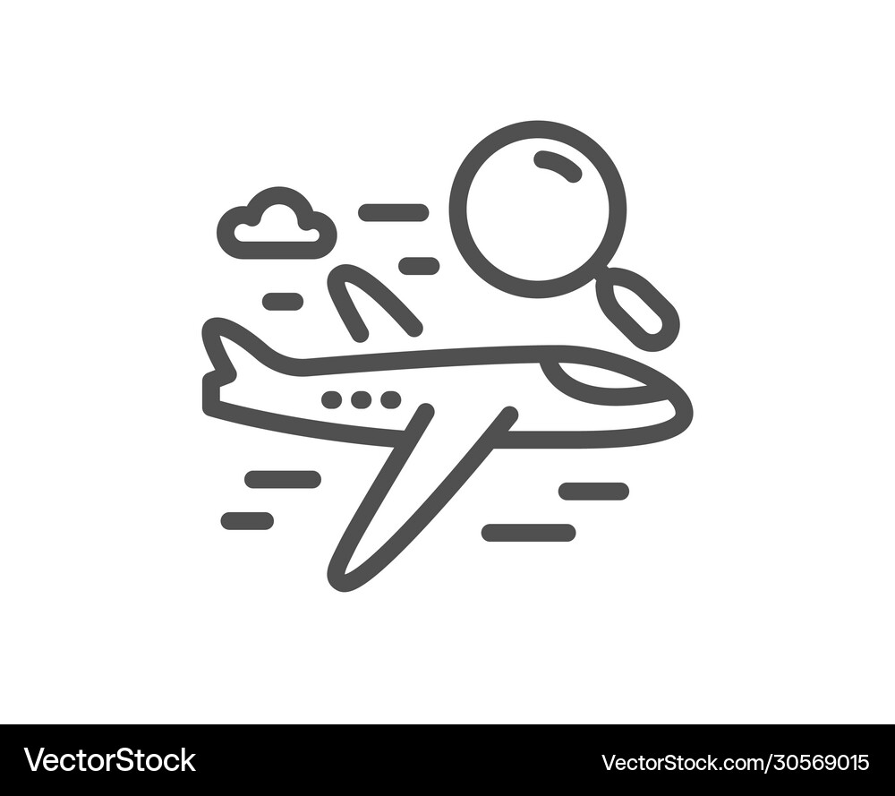 Search flight line icon airplane with magnifying Vector Image