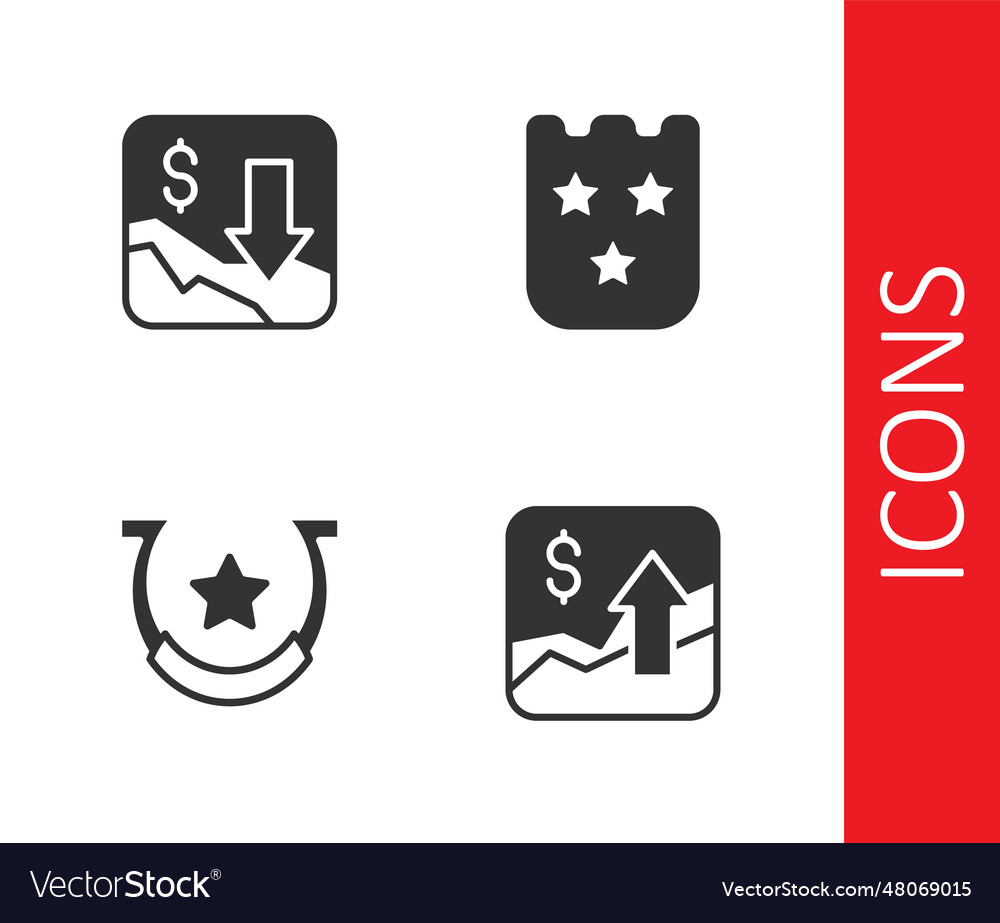 Set financial growth increase decrease horseshoe Vector Image