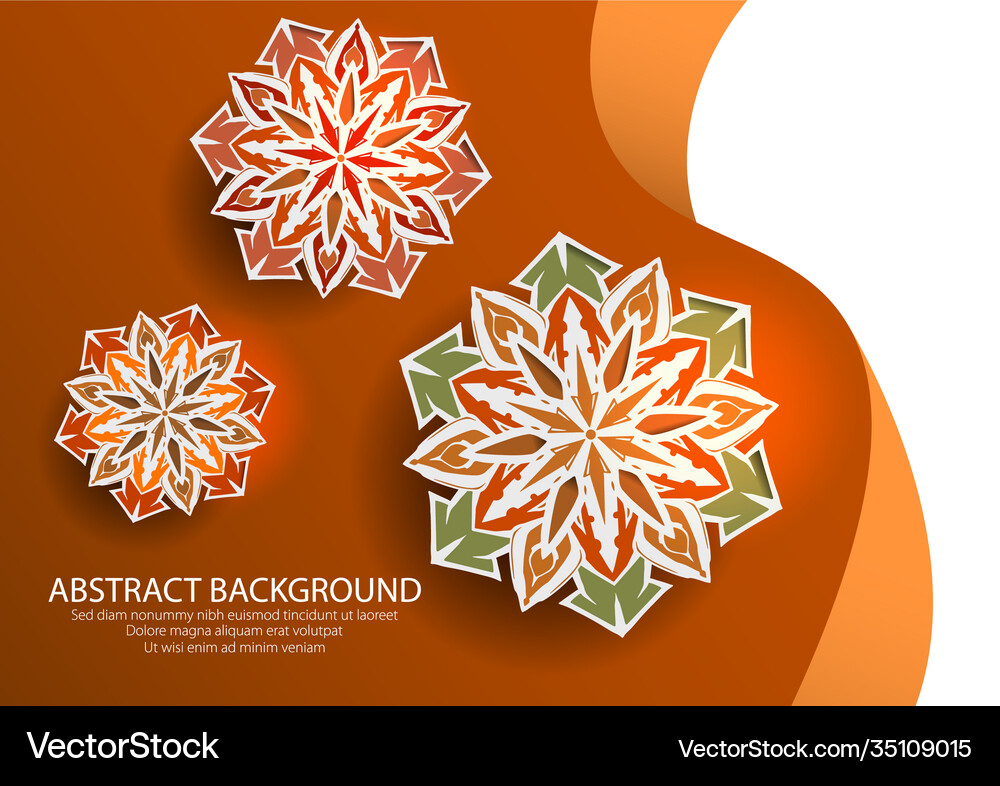 Simple flower ornament orange background design Vector Image