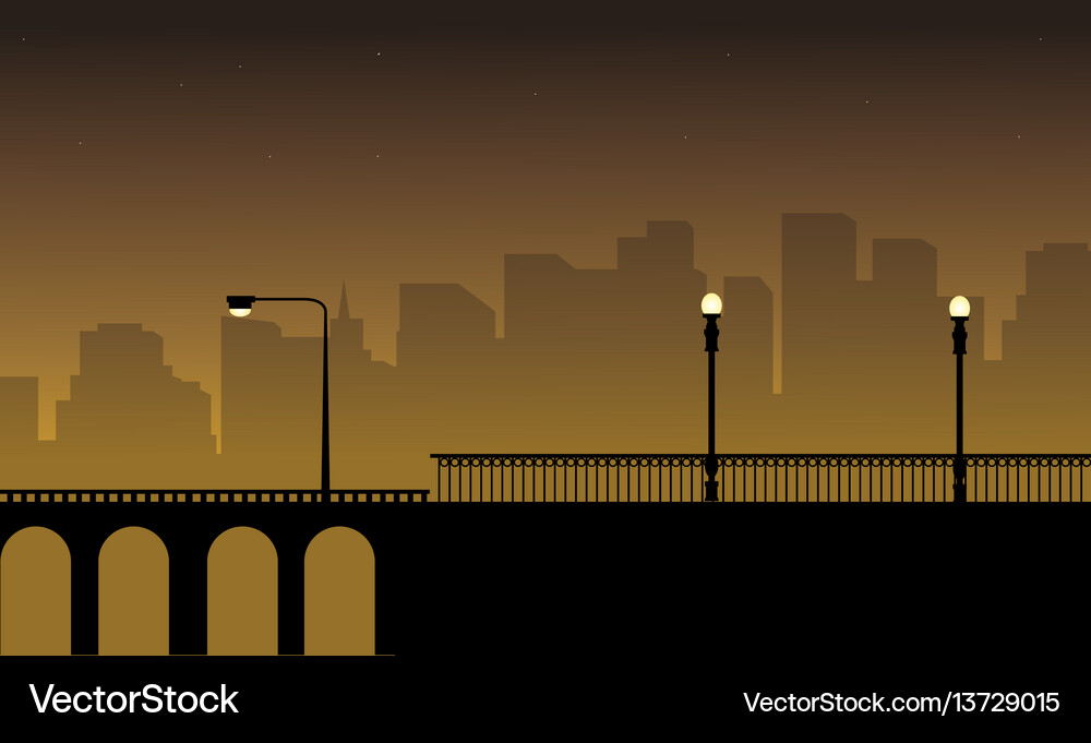 With street lamp on bridge Royalty Free Vector Image
