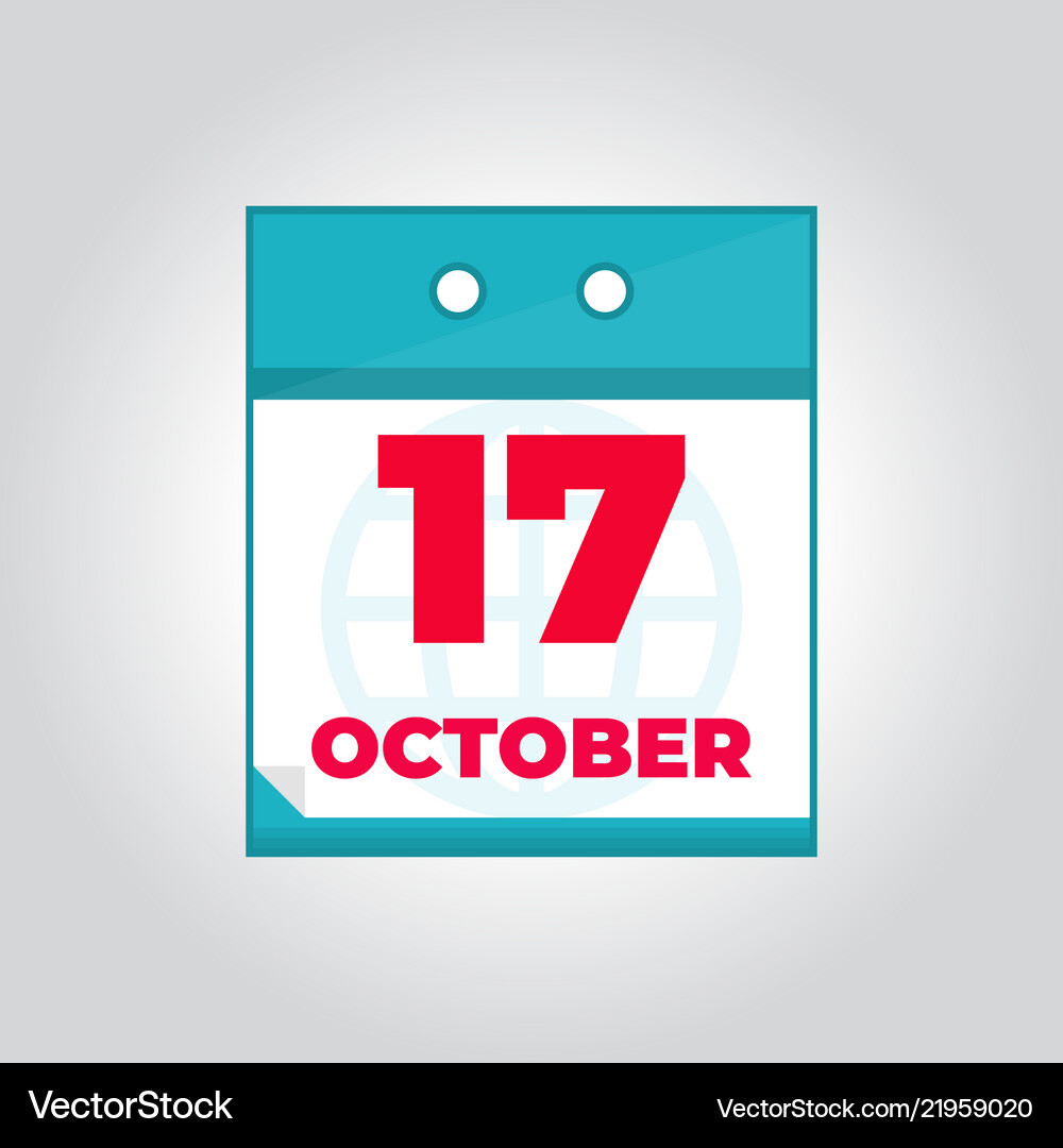 17 october flat daily calendar icon Royalty Free Vector