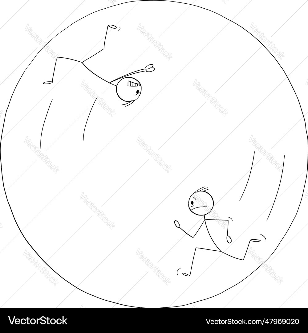 Angry persons chasing his victim in circle Vector Image
