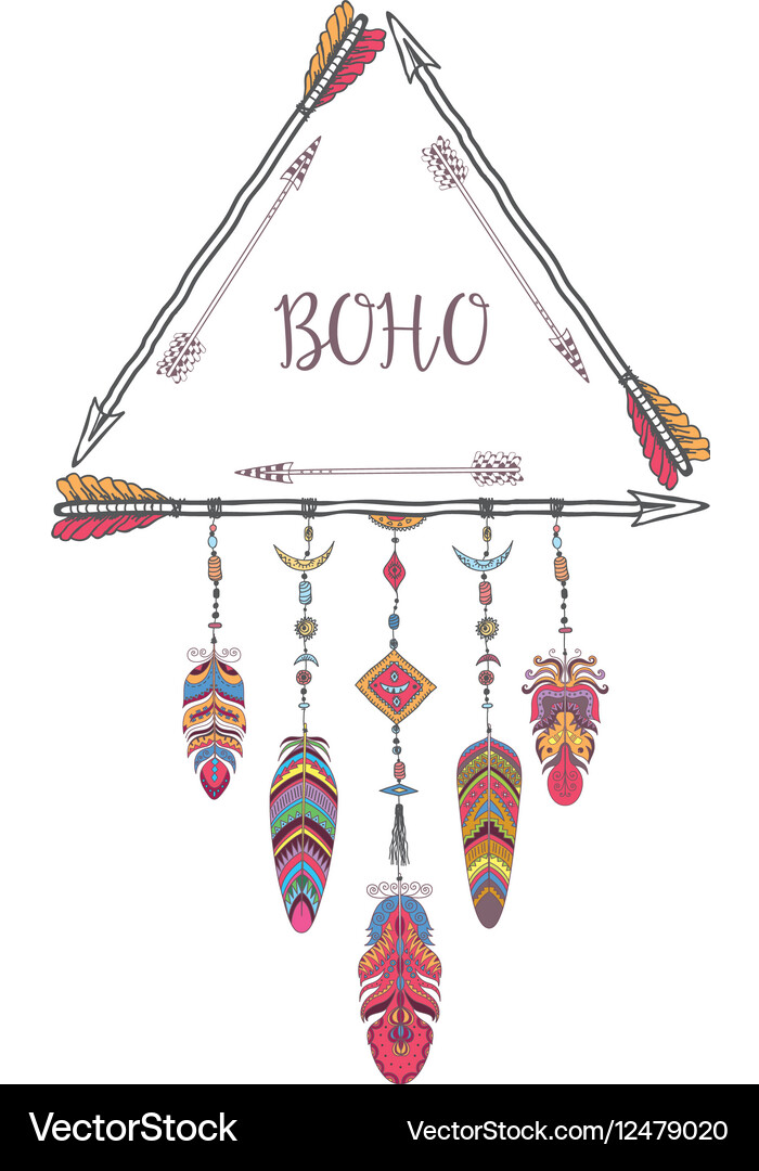 Boho style frame for t-shirt and decoration Vector Image
