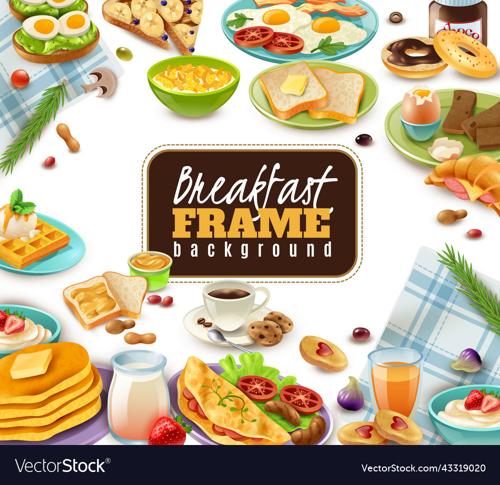 Breakfast frame background Royalty Free Vector Image