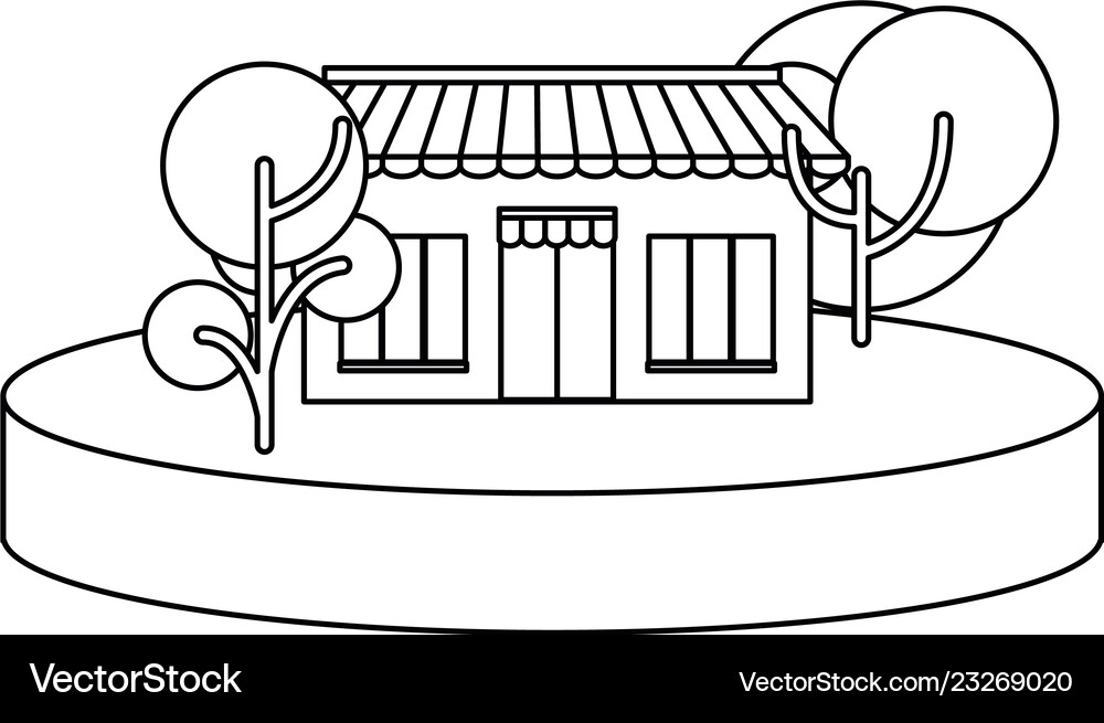 Building in the landscape outline Royalty Free Vector Image
