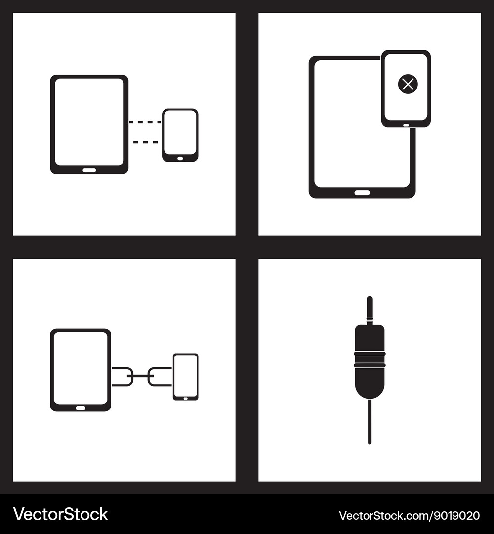 Concept flat icons in black and white mobile Vector Image