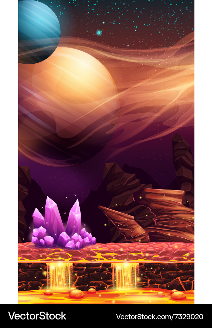 Fantastic landscape of red planet Royalty Free Vector Image