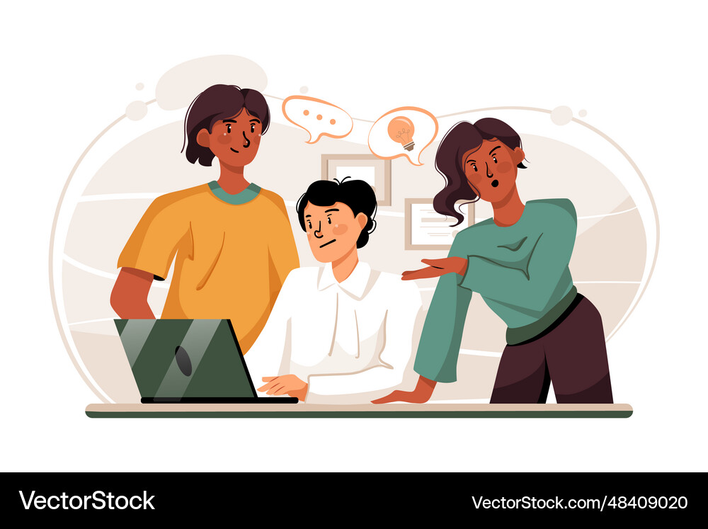 Group of people discuss the idea Royalty Free Vector Image