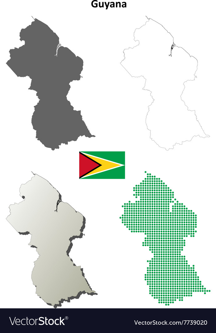Guyana Outline Map Set Royalty Free Vector Image