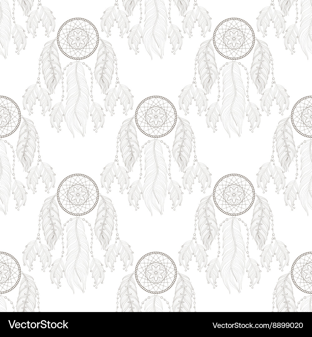 Hand drawn tribal Dream catcher seamless pattern Vector Image