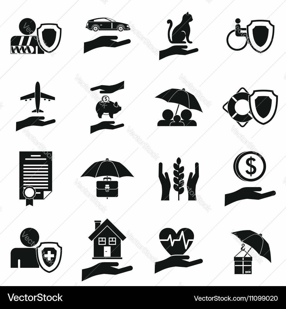 Insurance icons set simple style Royalty Free Vector Image