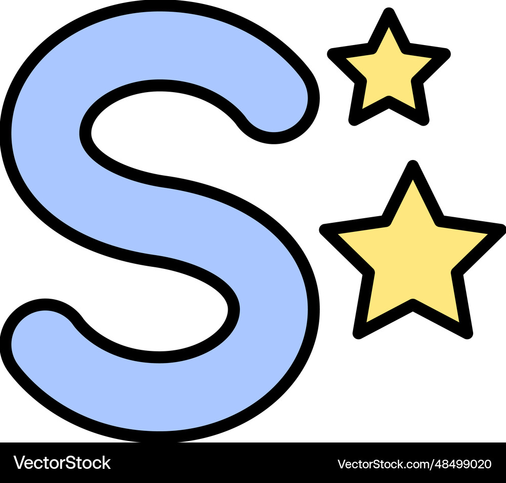 Letter s alphabet with star icon Royalty Free Vector Image
