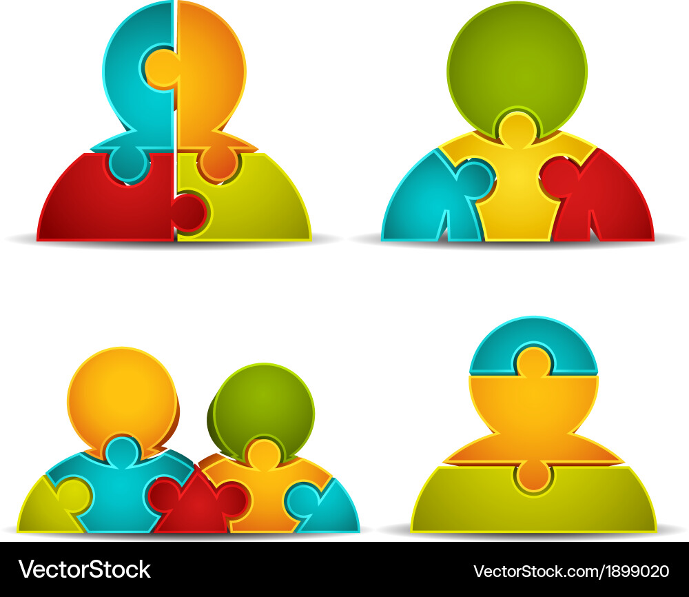 People made of puzzle Royalty Free Vector Image