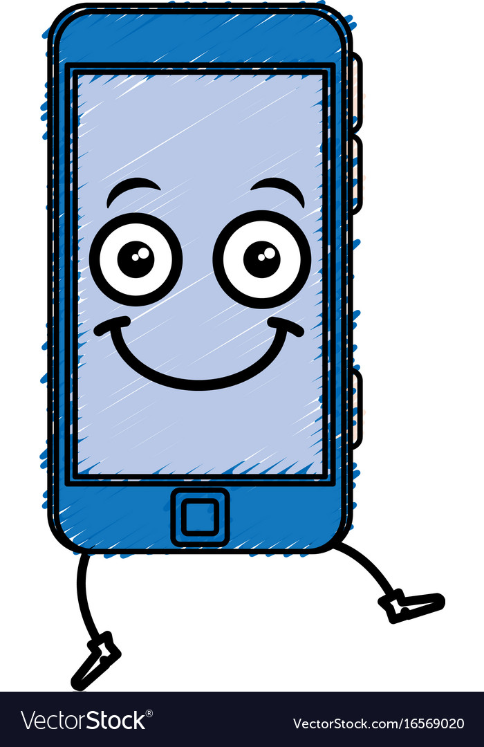 Smartphone device kawaii character Royalty Free Vector Image
