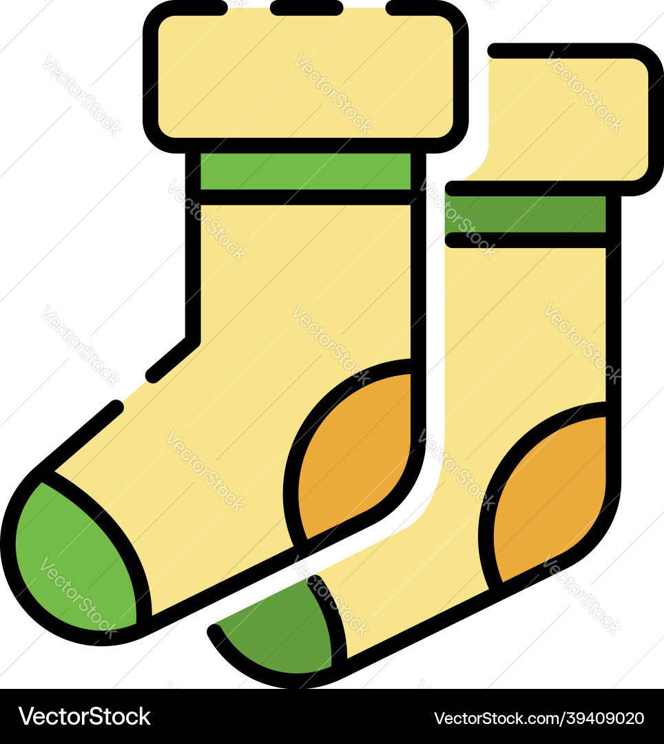 Winter socks icon color outline Royalty Free Vector Image