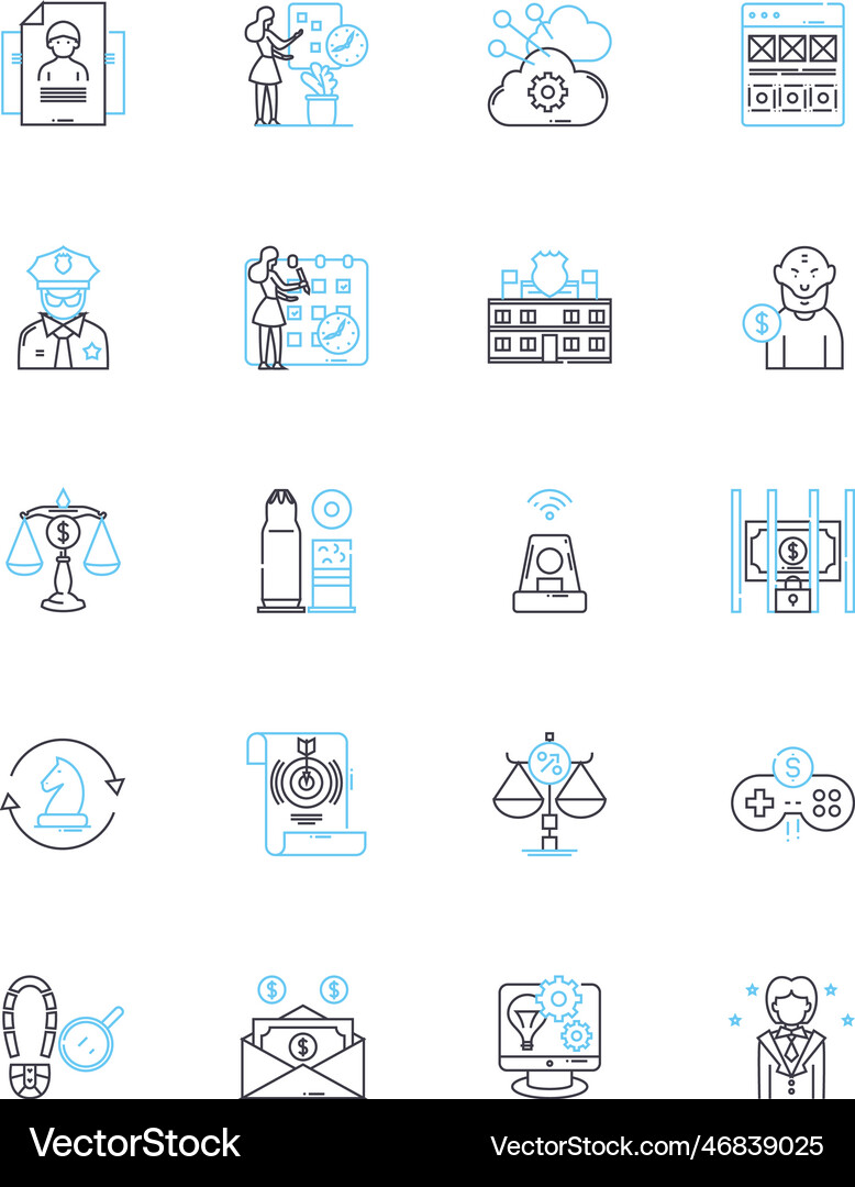 Deception linear icons set fraud concealment Vector Image