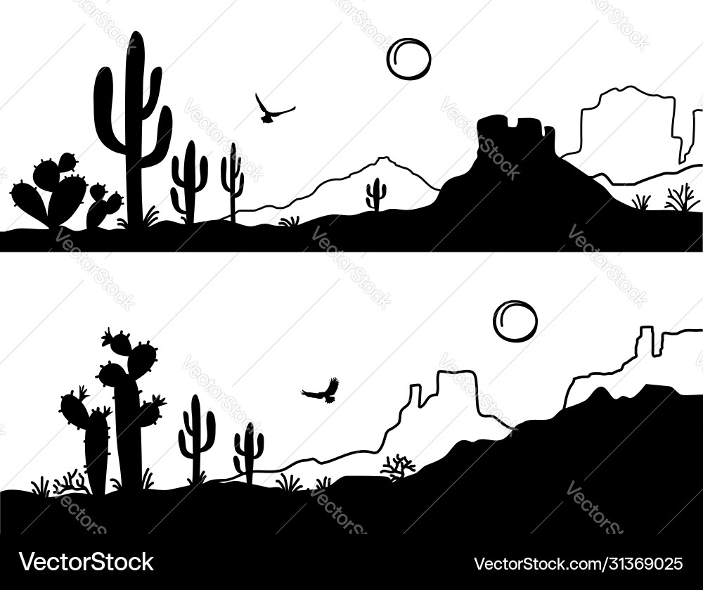 Desert landscape with cactuses arizona Royalty Free Vector